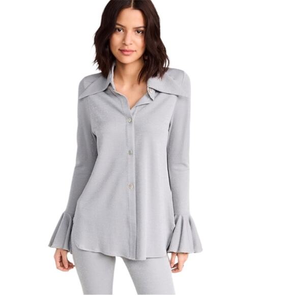 Sleeper | Tops | Nwot Sleeper Lurex Lounge Top In Metallic Silver Sz M ...